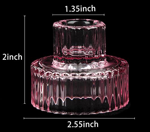 Vixdonos Pink Candle Holders Set of 6 Glass Tealight Candle Holders for Table Centerpieces and Wedding Decor(L)