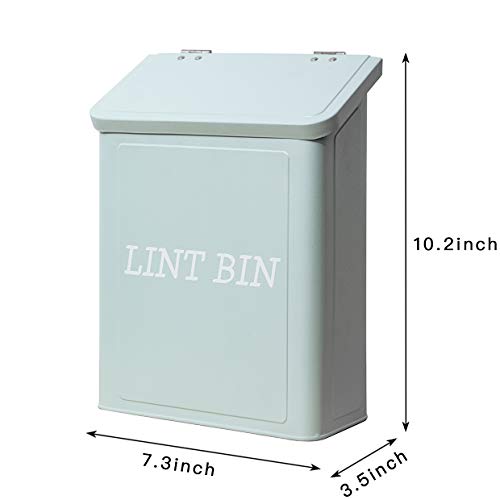 Farmhouse Metal Magnetic Lint Bin with Lid and Wall Mount for Space Saving and Lint Storage On Dryer, Washer and Laundry