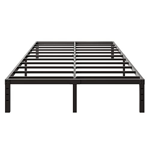 XMhongsong 14 Inch Queen Size Bed Frame No Box Spring Needed, Heavy Duty Metal Platform Bed Frame, Easy Assembly, Noise Free, Black