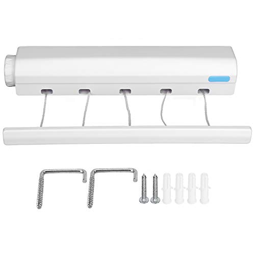 Clothesline, Telescopic Retractable Clothesline Clothes Drying Rope Hanger for Indoor Outdoor Supplies(Five Ropes)