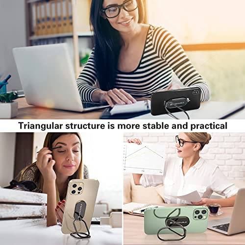 Phone Ring Holder Finger Kickstand, 360 Rotation Foldable Ultra-Thin Metal Cell Phone Back Hand Grip for Magnetic Car Mount & Office Desktop, Adjustable Cellphone Stand for iPhone 14 iPad Smartphones