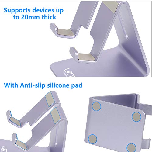 Urmust Cell Phone Stand for Desk Phone Holder Dock Cradle Stand for iPhone 14 13 12 11 Pro Max X Xr 8 Plus 7 6, Tablet(4-10in) [2023 Updated Version] Light Purple