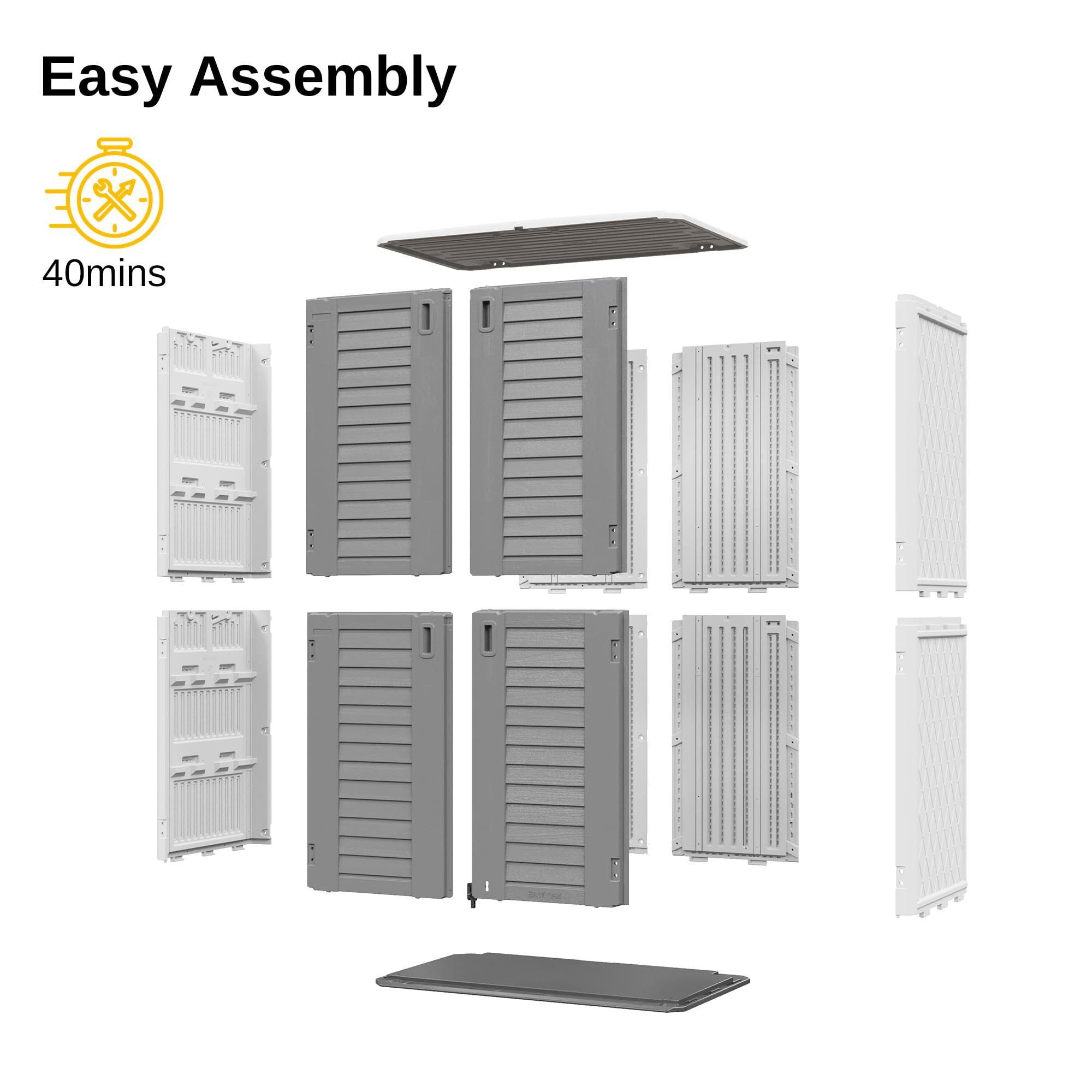 EAST OAK Outdoor Storage Shed, 53Cu.ft Vertical Resin Tool 4 x 6.6 FT Cabinet w/o Shelf for Garden, Patio, Backyard, All-Weather Outdoor Storage Clearance, Lockable with Floor