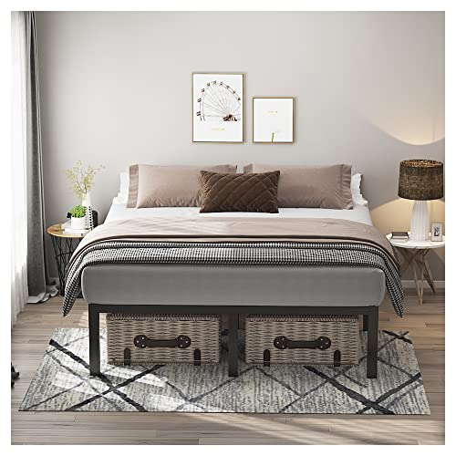 MAF King Bed Frame 14 Inch Heavy Duty Metal Platform BedFrame with Black Steel Slat Support Noise Free No Box Spring Needed