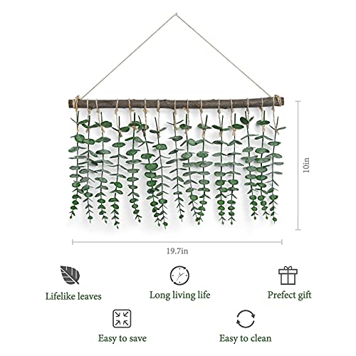 Artflower Eucalyptus Hanging Wall Decor, Artificial Eucalyptus Vines and Greenery Wall Hanging Plants Farmhouse Boho Wall Decor for Bedroom, Kitchen, Office and Bathroom(19.7" x 10")