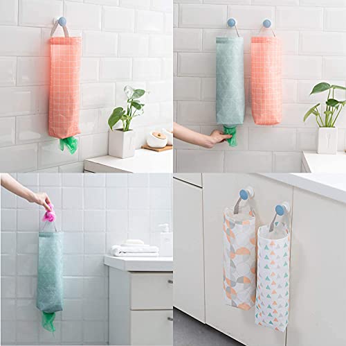 Plastic Bag Holder 4 Pack Grocery Bags Holders, Wall Hanging Large Grocery Bag Storage Dispenser Shopping Bag Carrier Holder Organizer, Folding Recycling Garbage Bag Holder for Trash Bags with 4 Hooks