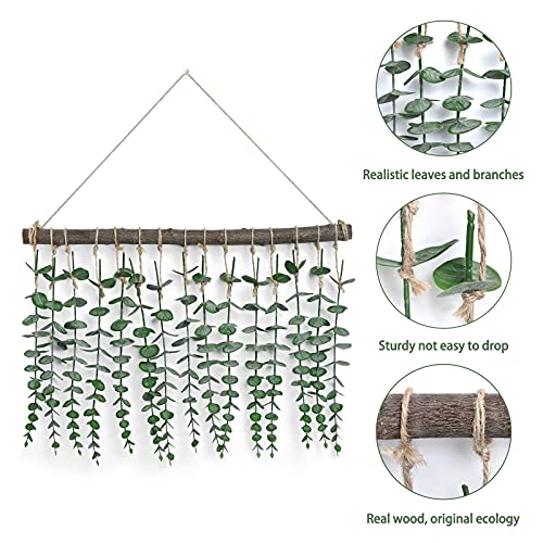 Artflower Eucalyptus Hanging Wall Decor, Artificial Eucalyptus Vines and Greenery Wall Hanging Plants Farmhouse Boho Wall Decor for Bedroom, Kitchen, Office and Bathroom(19.7" x 10")