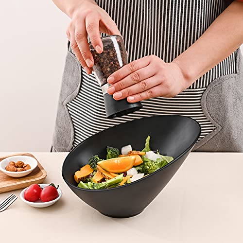LOVYANXUE Bamboo Fiber Salad Bowls, 4 Packs Serving Bowls, Compostable 33 Ounce Pasta Bowls, Elegant Black Angled Bowls for Salad, Pasta, Soup, Prep, Ideal for Home and Restaurant (Black, 9.5Inch)