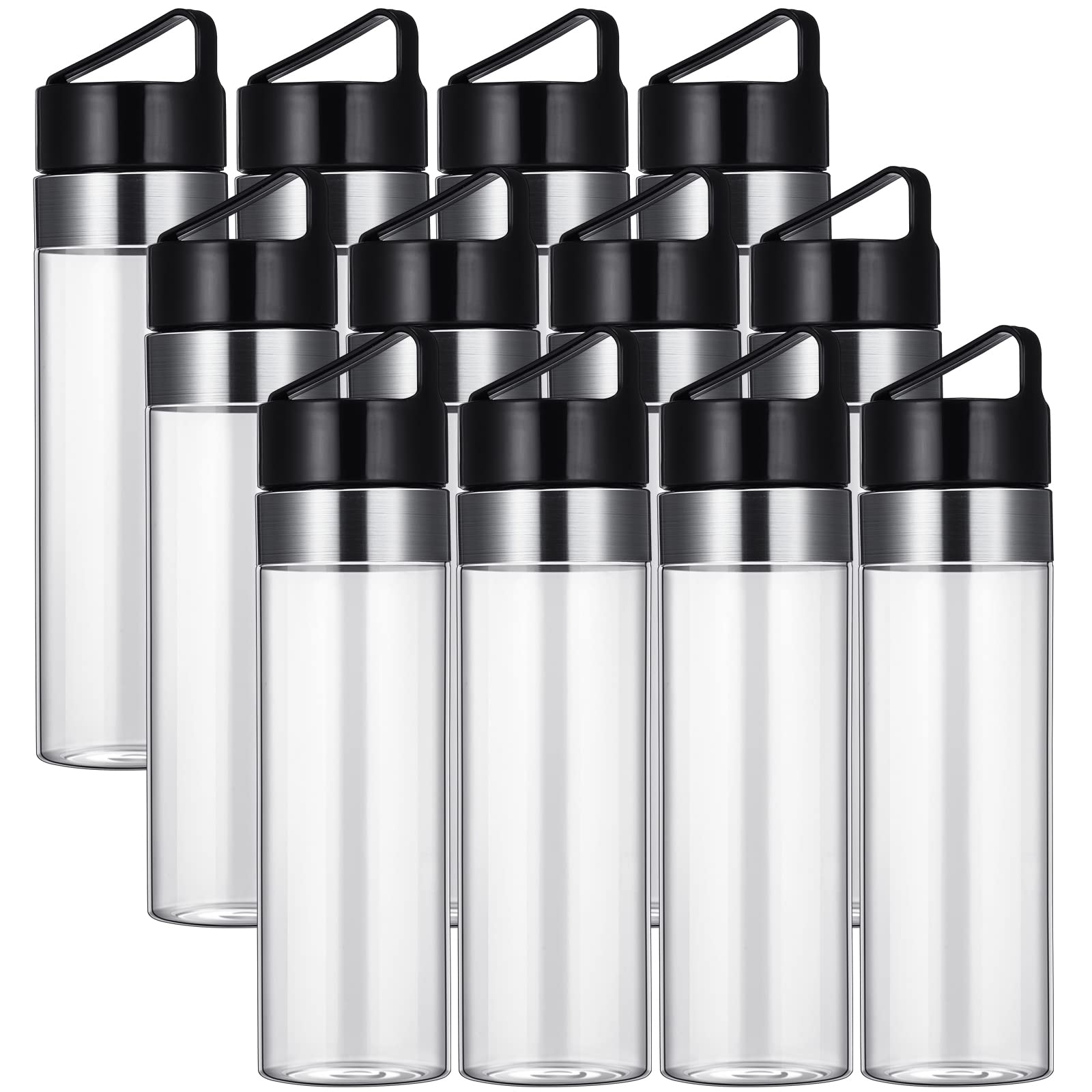 Zopeal 12 Pack Plastic Sports Bottles with Spill Proof Lids Reusable Clear 24 oz Water Bottle Bulk for Outdoor Activity Hike Camping Cycling