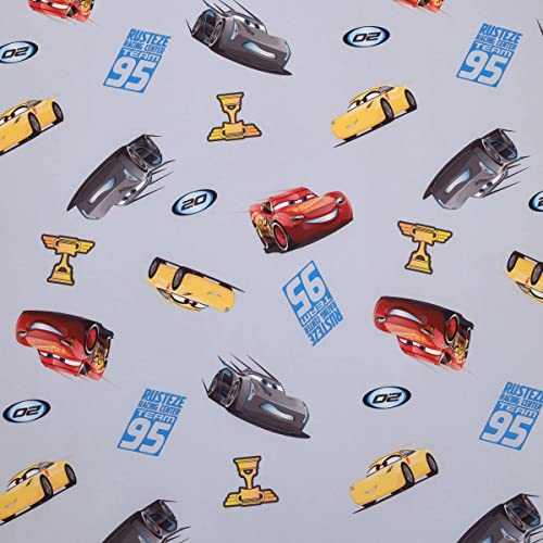 Disney Cars Fitted Crib Sheet 100% Soft Breathable Microfiber, Baby Sheet, Fits Standard Size Crib Mattress 28in x 52in, Gray
