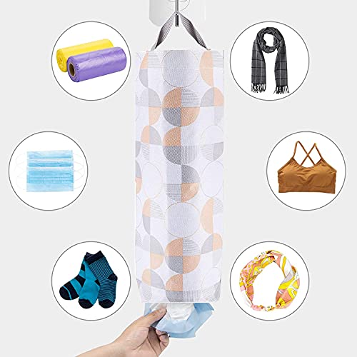Plastic Bag Holder 4 Pack Grocery Bags Holders, Wall Hanging Large Grocery Bag Storage Dispenser Shopping Bag Carrier Holder Organizer, Folding Recycling Garbage Bag Holder for Trash Bags with 4 Hooks