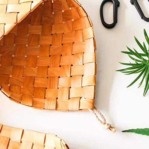 UXZDX Woven Wall Hanging Flower Basket Wall Decoration Storage Basket Hanging Basket Flower Basket Flower Plant Storage Basket, Natural Material,Handmade
