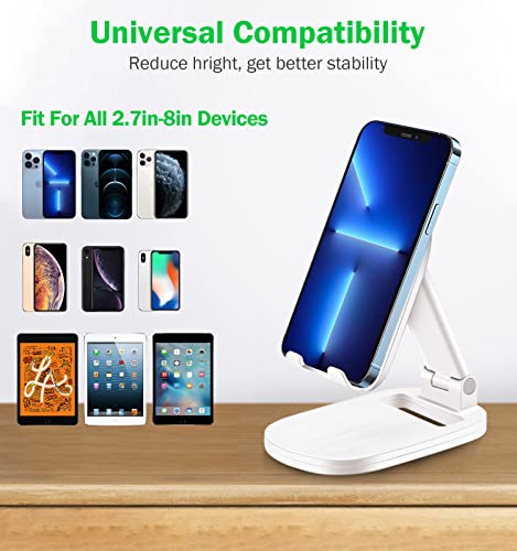 Foldable Cell Phone Stand for Desk,Height Adjustable Holder Portable Cellphone Cradle Desktop Dock Compatible with iPhone 14 13 12 Pro Max Mini Se,Samsung Galaxy S23 S22 4-8'' Smartphone
