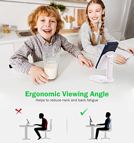 Foldable Cell Phone Stand for Desk,Height Adjustable Holder Portable Cellphone Cradle Desktop Dock Compatible with iPhone 14 13 12 Pro Max Mini Se,Samsung Galaxy S23 S22 4-8'' Smartphone