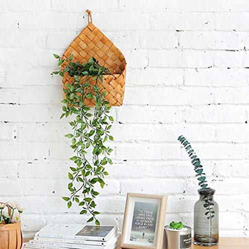 UXZDX Woven Wall Hanging Flower Basket Wall Decoration Storage Basket Hanging Basket Flower Basket Flower Plant Storage Basket, Natural Material,Handmade