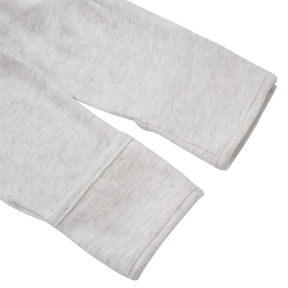 Aablexema Baby Footie Pajama with Mitten Cuffs, Double Zipper Infant Cotton clothes Sleeper Pjs, Footed Sleep Play(Ivory & Grey & Blue,12-18 Months)