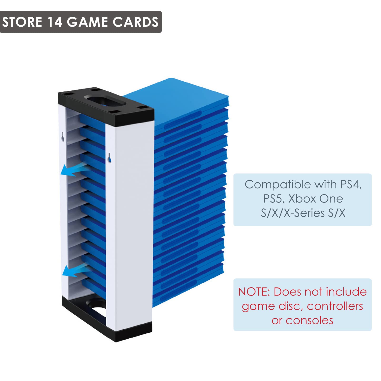 Acogedor Video Game Storage Tower for // One, Video Game Shelf Console Organizer with 14 Card Slots, Vertical Video Game Holder Rack