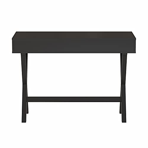 Merrick Lane Davisburg 42" Home Office Writing Desk with Open Front Storage Compartments in Black