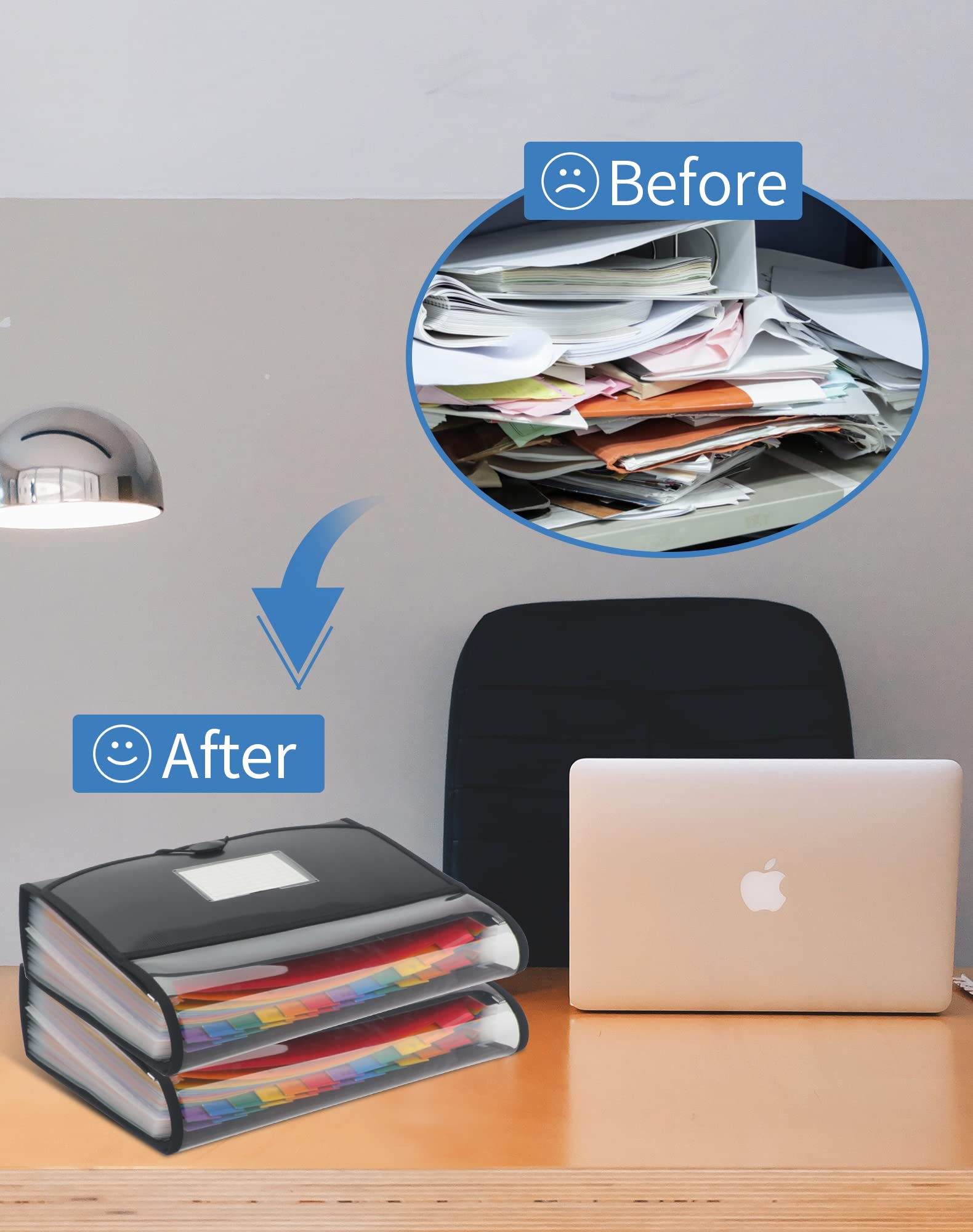 Accordion File Organizer 26 Pockets Expanding File Folder for A4 Letter Size Paper Document Holder Organizer