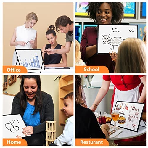 1 Pack Dry Erase White Board, 16"X12" Large Magnetic Desktop Whiteboard with Stand, Portable Double-Sided White Board Easel for Kids Drawing Memo School Office Home to Do List