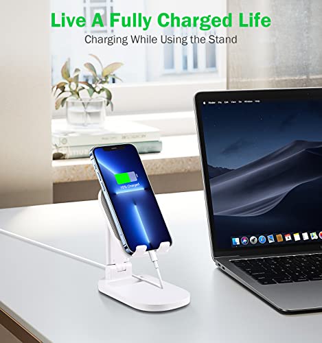 Foldable Cell Phone Stand for Desk,Height Adjustable Holder Portable Cellphone Cradle Desktop Dock Compatible with iPhone 14 13 12 Pro Max Mini Se,Samsung Galaxy S23 S22 4-8'' Smartphone