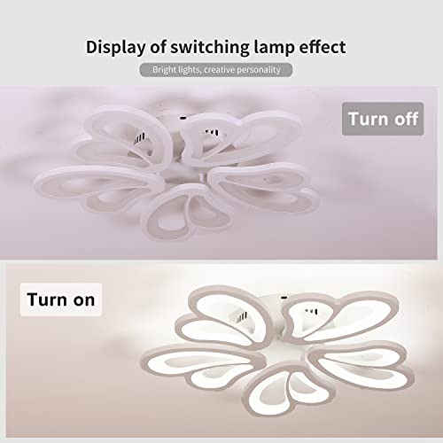 Naroume Modern LED Ceiling Light,55W Acrylic Flush Mount Ceiling Lamp,5 Petals Metal Flower Shape Chandelier Lighting Fixture for Living Room Bedroom Kitchen Office Dining Room (6000K White Light)