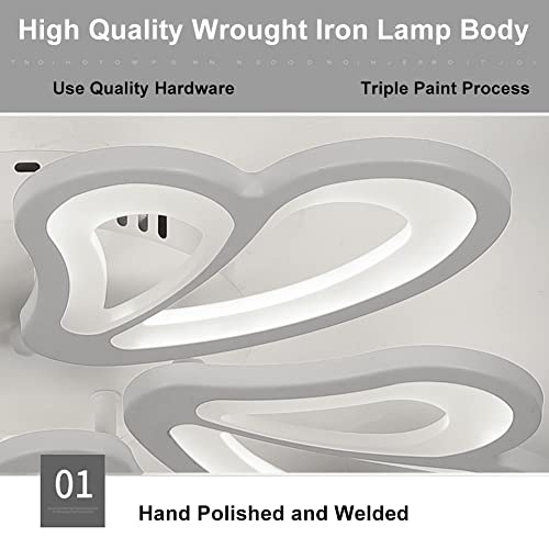 Naroume Modern LED Ceiling Light,55W Acrylic Flush Mount Ceiling Lamp,5 Petals Metal Flower Shape Chandelier Lighting Fixture for Living Room Bedroom Kitchen Office Dining Room (6000K White Light)