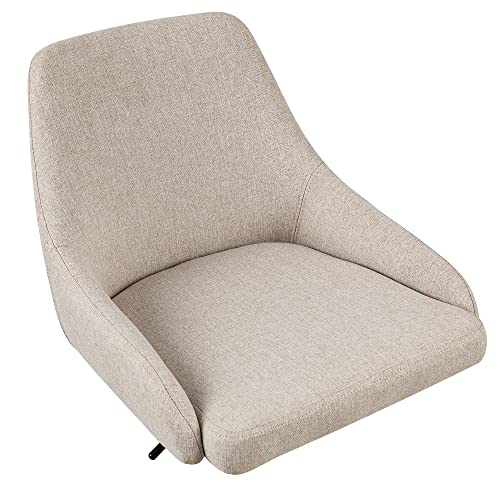 GIA Home Furniture Series Bar Height Adjustable and Swivel Metal Stool with Beige Linen Upholstered Seat, Black, Set of 2