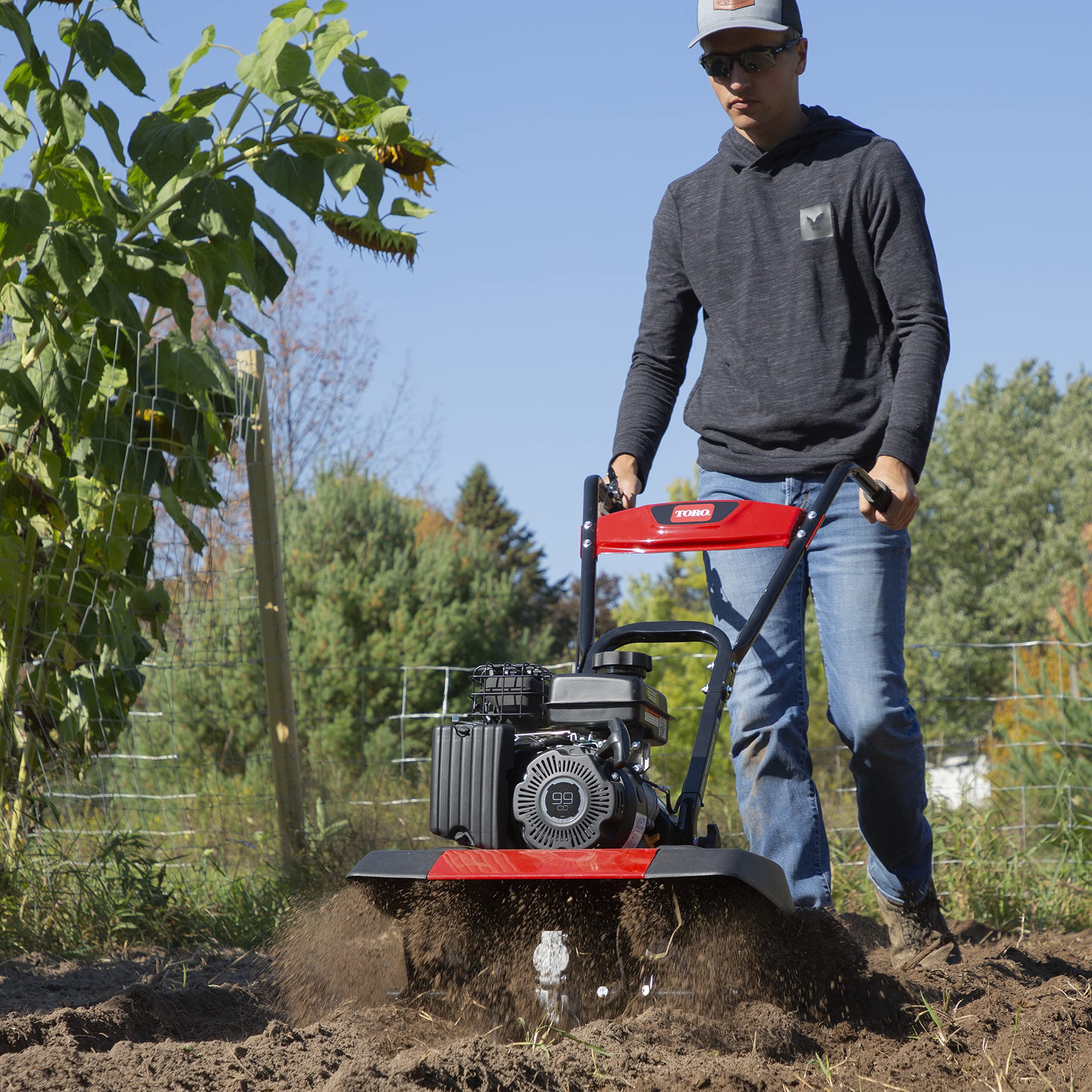 Toro Compact Front Tine Tiller, 99cc 4-Cycle Engine, 11, 16 or 21 Inch Adjustable Tilling Width, 11" Max Tilling Depth, Removable Side Shields, Model: 58604