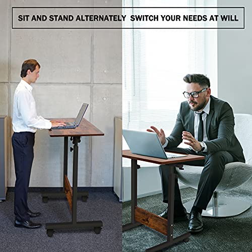 KOUPA Height Adjustable Mobile Standing Desk 16×24 in,360° Flip Desk Stand Desk Home Office Table Standing Desk for Small Space Offices,Easy to Assemble(Adjustable Height: 32in-47in)