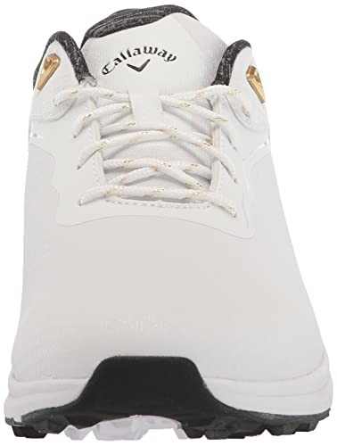 Callaway Women's Coronado v2 SL Golf Shoe, White/Gold, 8
