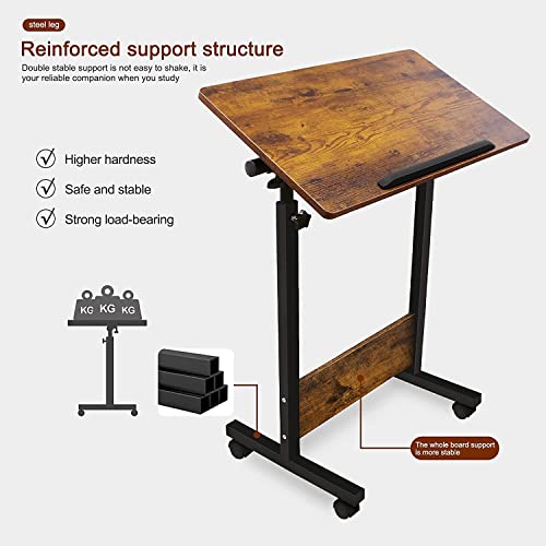 KOUPA Height Adjustable Mobile Standing Desk 16×24 in,360° Flip Desk Stand Desk Home Office Table Standing Desk for Small Space Offices,Easy to Assemble(Adjustable Height: 32in-47in)