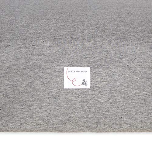 Burt's Bees Baby - Fitted Crib Sheet, Solid Color, 100% Organic Cotton Crib Sheet for Standard Crib and Toddler Mattresses (Heather Grey) , 28x52 Inch (Pack of 1)