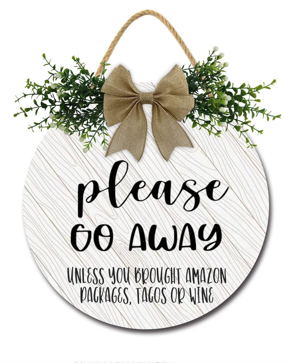 Go Away Sign For Front Door Outdoor Farmhouse,Porch Patio Garden Decor For Spring Door Wreaths For All Seasons Unwelcome Porch Sign Round Wood Hanging Sign By Weytff