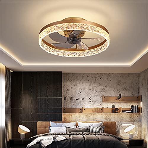 AAXYZX 50CM Modern LED Ceiling Fan Lights European-Style Simple Invisible Bedroom Dining Room Living Room Fan Lamps 3 Color Changeable,Luxury Lamp