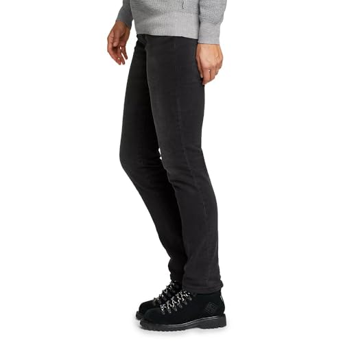 Eddie Bauer Women's Voyager Fleece-Lined High-Rise Jeans - Slightly Curvy Slim Straight, Carbon, 12