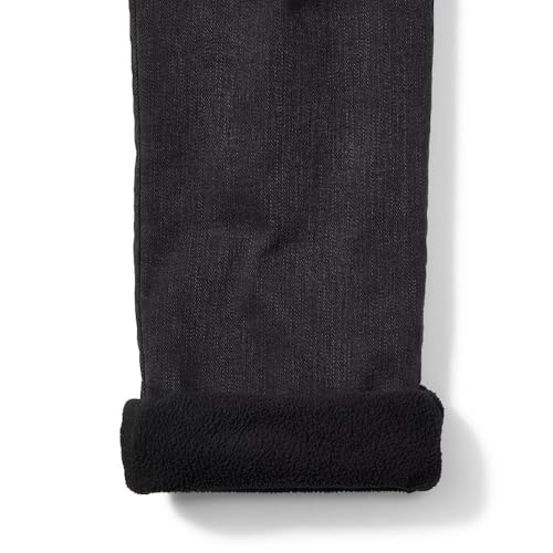 Eddie Bauer Women's Voyager Fleece-Lined High-Rise Jeans - Slightly Curvy Slim Straight, Carbon, 12