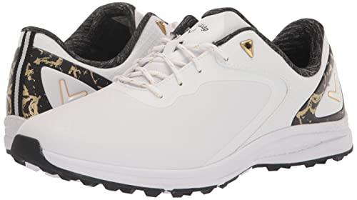 Callaway Women's Coronado v2 SL Golf Shoe, White/Gold, 8