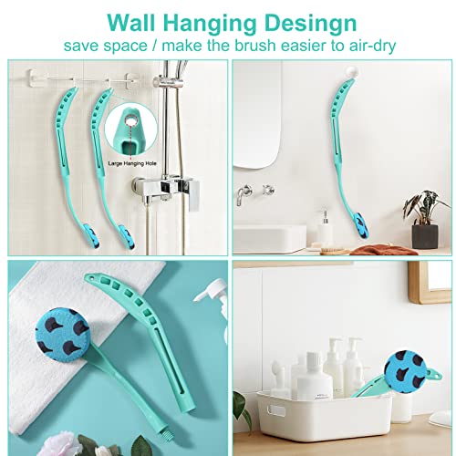 Back Brush Long Handle for Shower, 20.5β Bath Brush, Back Scrubber, Shower Body Brush with Curved Handle for Elderly Disabled, Limited Mobility, Frozen Shoulder,Men and Women