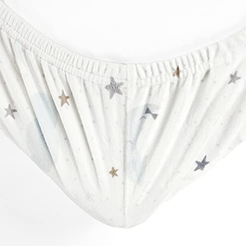 Lush Decor Goodnight Little Moon Soft & Plush Fitted Crib Sheet, 52"x 28" x 9", Blue