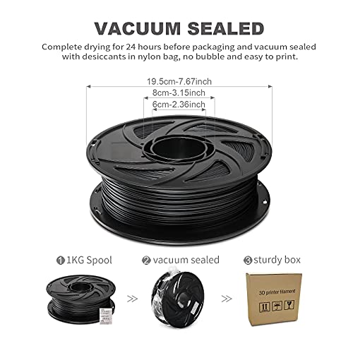 JAREES Petg Filament 1.75,Black Matte Petg 3D Printing Filament 1.75mm Dimensional Accuracy +/- 0.02 mm, 1 Kg Spool(2.2lbs)