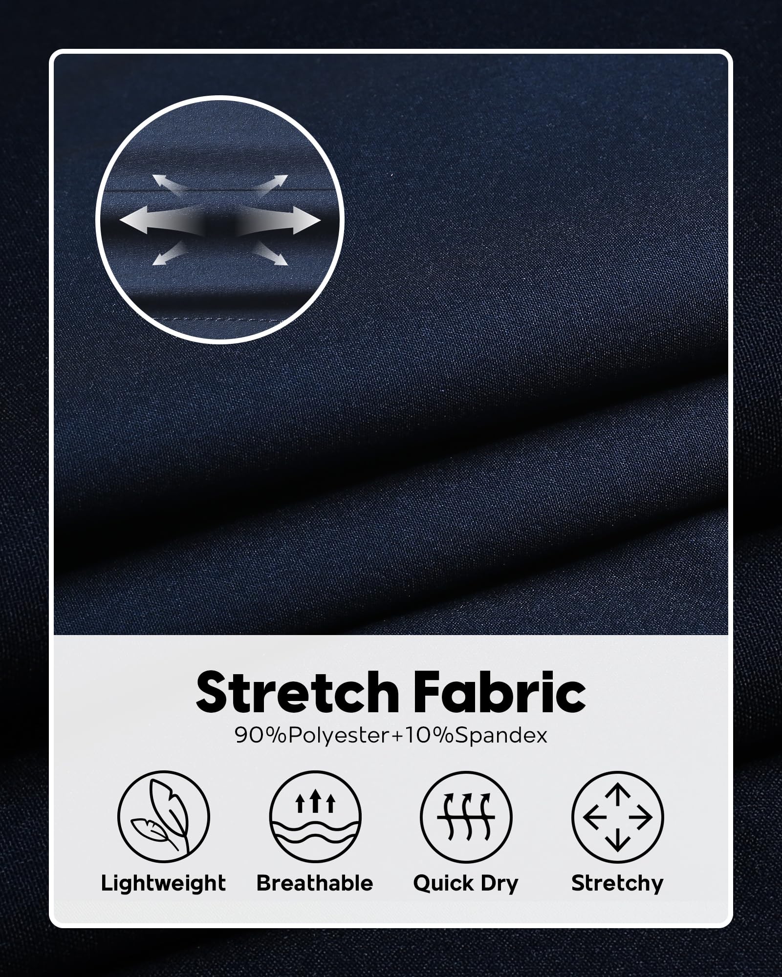 maamgic Men's 5 Inseam Shorts Casual Classic Fit Short Men with Multi-Pocket Mens Workout Shorts Hybrid Quick Dry Shorts Navy Blue Large