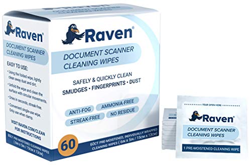 Raven Compact Document Scanner Bundle with Carrying Case, Cleaning Wipes and Rubber Stamp