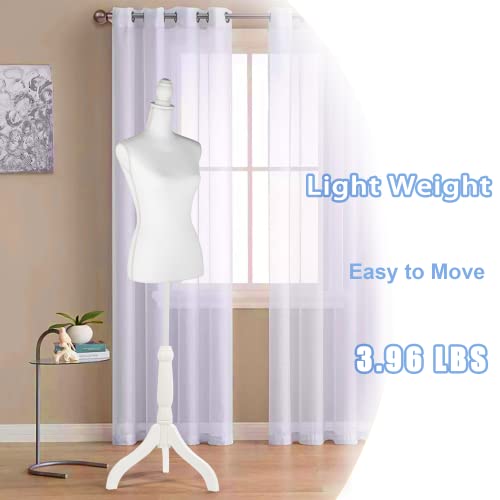 Dress Form Mannequin Torso, Female Sewing Bust Manikin Body, Pinnable Dressmaker Form with Stand for Display, Clothing Design, White