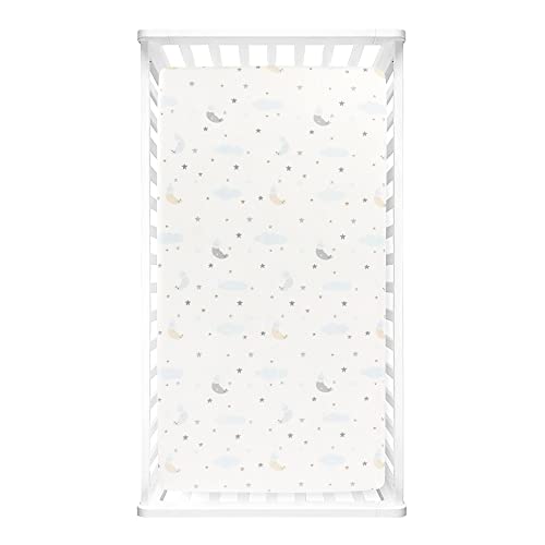 Lush Decor Goodnight Little Moon Soft & Plush Fitted Crib Sheet, 52"x 28" x 9", Blue