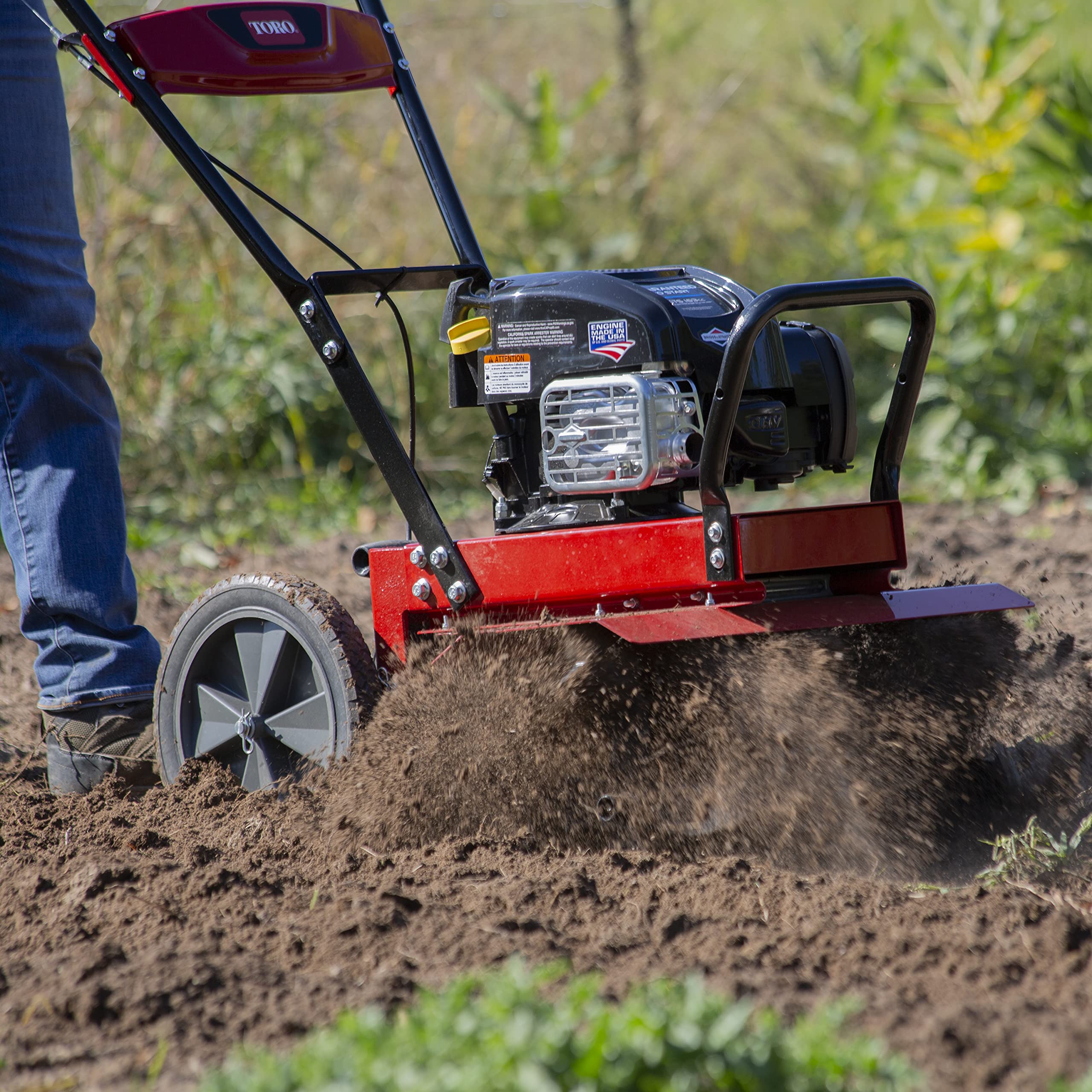 Toro Full Size Front Tine Tiller, 163cc Briggs & Stratton 4-Cycle Engine, Adjustable Tilling Width Up to 21", Variable Wheel Settings, Model Number: 58602