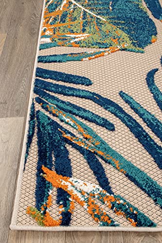 Rugshop Tropical Floral Leaves Indoor/Outdoor Area Rug 5' x 7' Multi