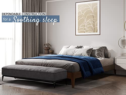 Acacia Mervyn 14 Inch Wood Platform Bed Frame Without Headboard, King, Chocolate