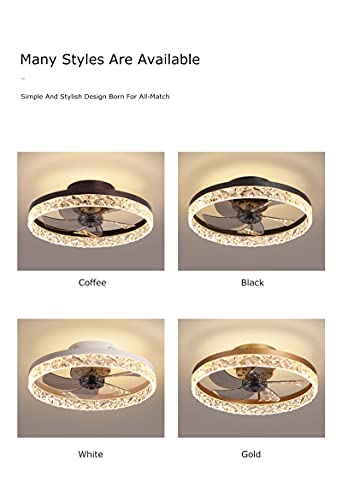 AAXYZX 50CM Modern LED Ceiling Fan Lights European-Style Simple Invisible Bedroom Dining Room Living Room Fan Lamps 3 Color Changeable,Luxury Lamp