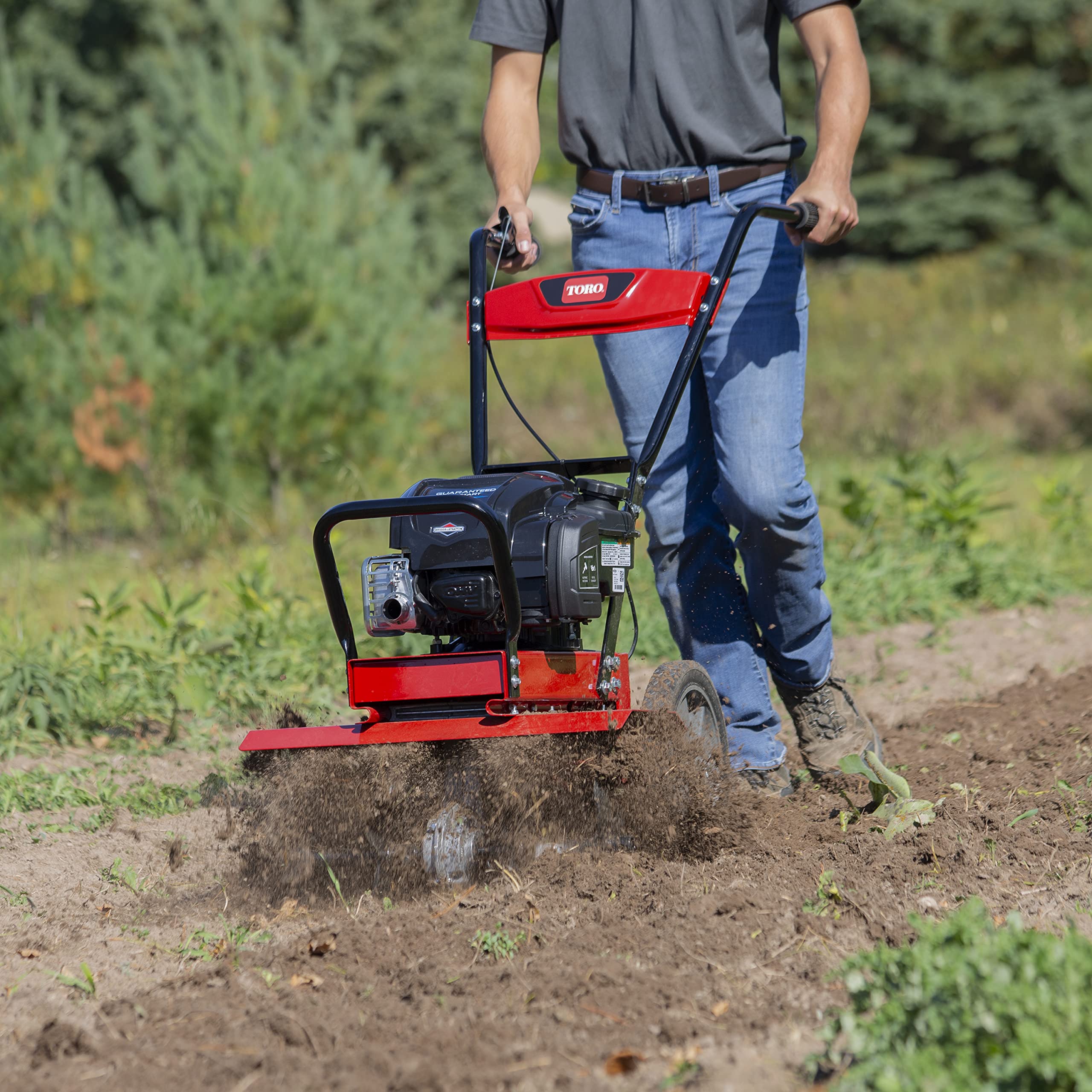 Toro Full Size Front Tine Tiller, 163cc Briggs & Stratton 4-Cycle Engine, Adjustable Tilling Width Up to 21", Variable Wheel Settings, Model Number: 58602
